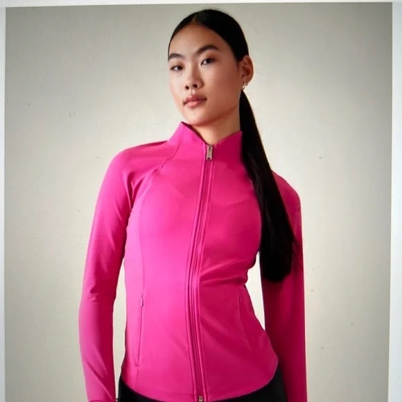 Athleta | Jackets & Coats | Athleta Pink Athletic Jacket With High ...